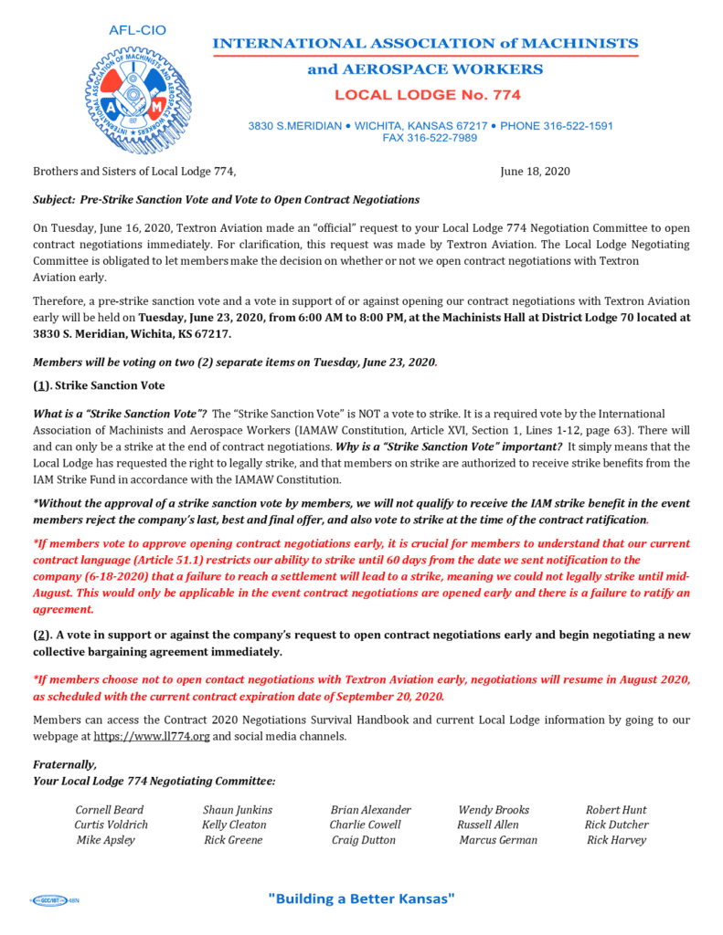 Negotiation Committee Letter to Members 6-18-2020 Final – IAM Local ...