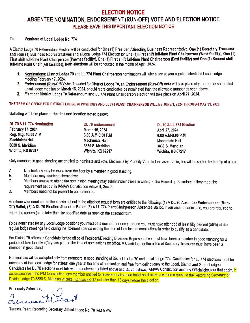 Links & Documents – IAM Local Lodge 774