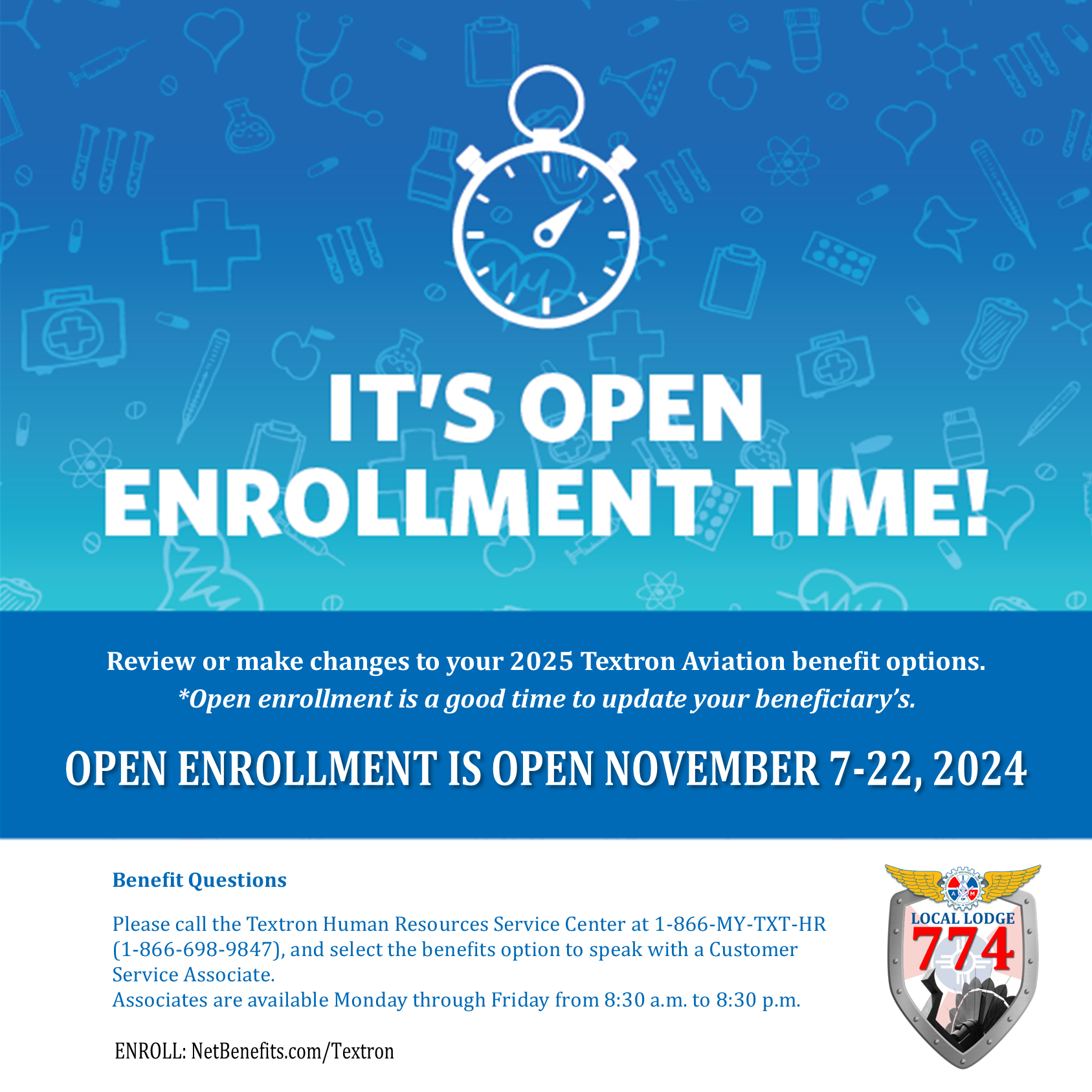 Open Enrollment at Textron Aviation – November 7-22, 2024 – IAM Local Lodge 774