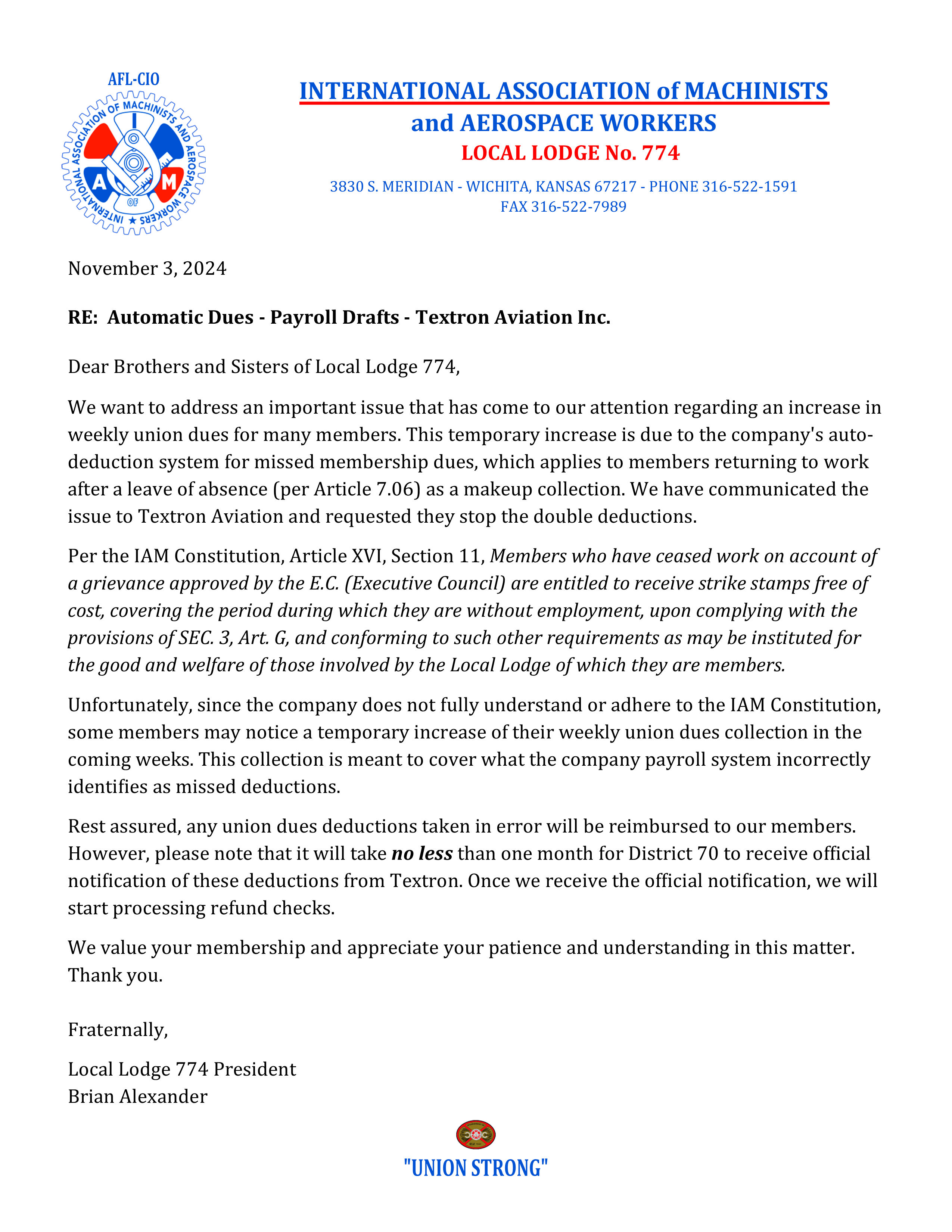 News – IAM Local Lodge 774